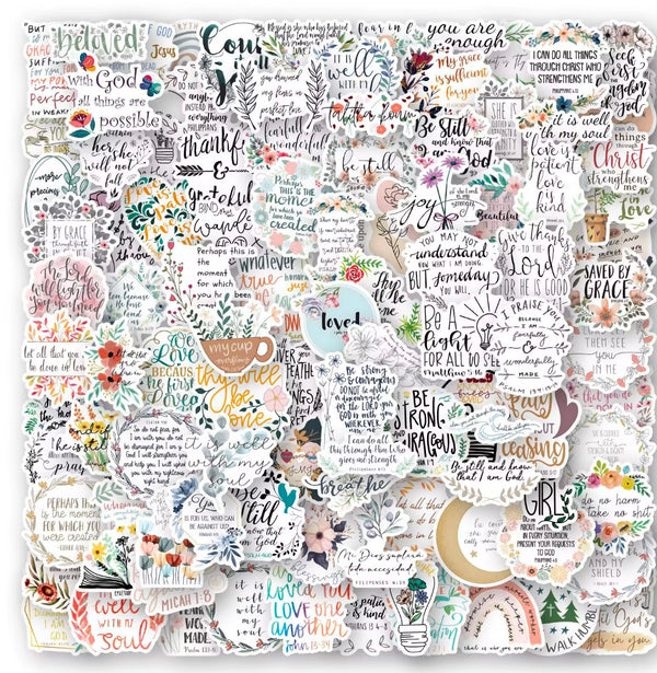 100PCS Bible Verse Faith-Based Stickers – Wook Books Coloring