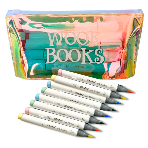 8-Pack Mystery Pallette of Ohuhu Alcohol Markers with Brush Tips + Woo ...
